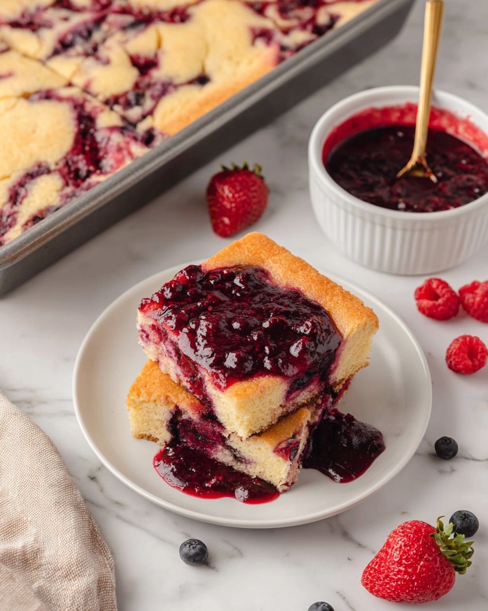 Sheet Pan Pancakes from a Mix with Berries & Lemon Zest
